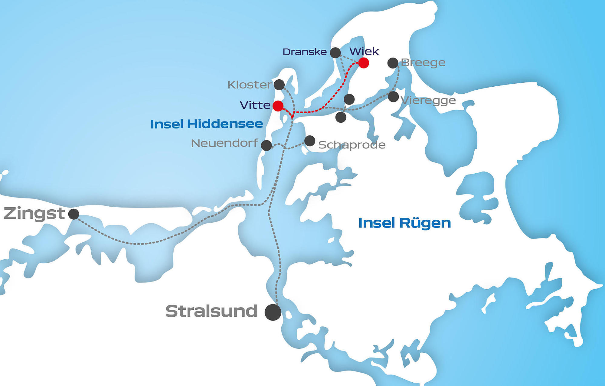 Ferry from Wiek (Rügen) to Island Hiddensee | Reederei Hiddensee